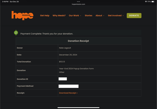 December 2024 Donation Transparency report